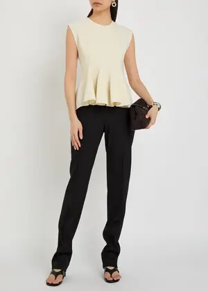 Another Tomorrow Double Face Flared-hem Stretch-wool Top