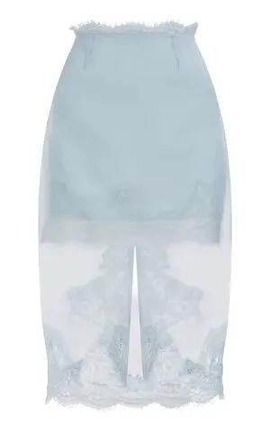 Aje Ophelia Silk Lace Midi Skirt - Blue