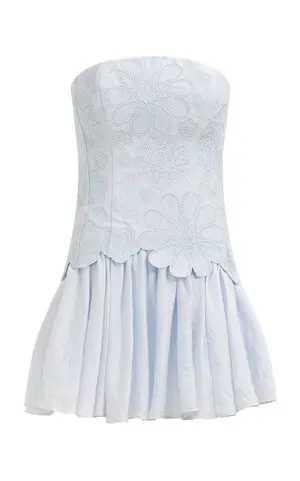 knee length dresses for ladies Gia Embroidered Linen Shift Dress – Cuffs main image 0