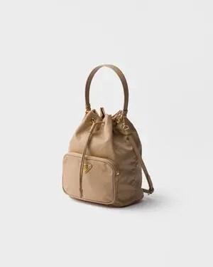 Prada Duet Re-nylon Bucket Bag - Camel Brown