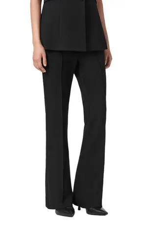 ALLSAINTS Astra Pleated Flare Leg Trousers - Black