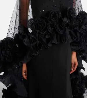 Jenny Packham Ruffled Caped Gown