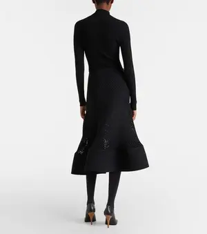 Alaïa Open-knit Wool-blend Midi Skirt