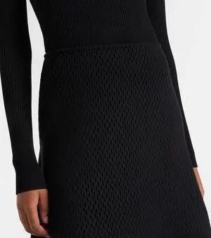 Alaïa Open-knit Wool-blend Midi Skirt