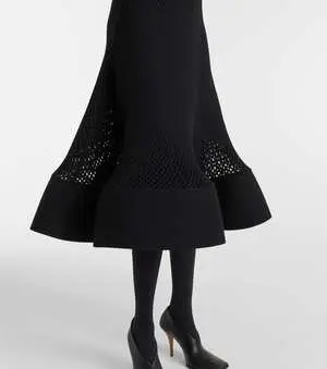 Alaïa Open-knit Wool-blend Midi Skirt