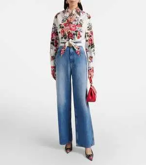 Dolce & Gabbana Floral Cropped Cotton Shirt - Multicoloured