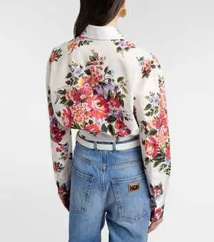 Dolce & Gabbana Floral Cropped Cotton Shirt - Multicoloured