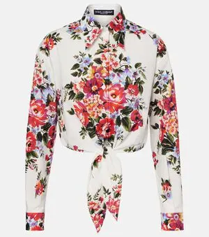 Dolce & Gabbana Floral Cropped Cotton Shirt - Multicoloured
