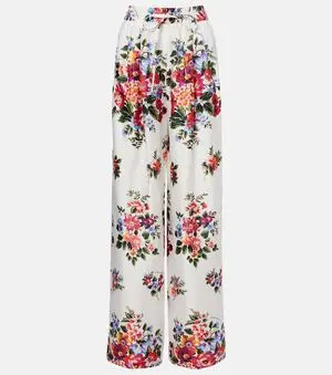 Dolce & Gabbana Floral Silk Wide-leg Trousers - Multicoloured