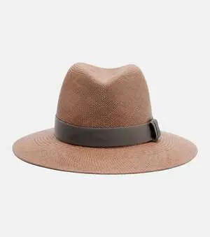 Brunello Cucinelli Straw Fedora Hat - Brown