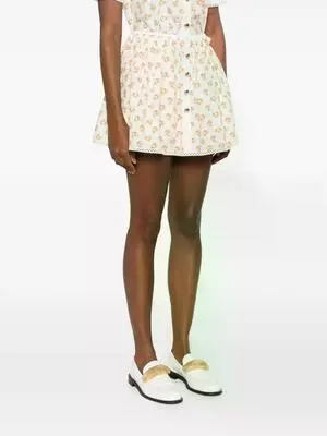 Maje Floral A-line Mini Skirt With Button Detail