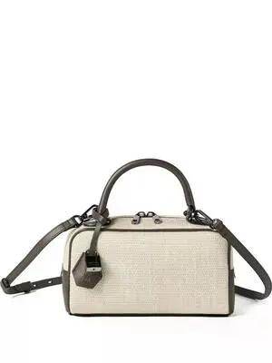 Brunello Cucinelli Explorer Small Boston Bag In Techno Raffia And Leather