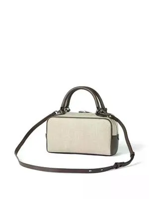 Brunello Cucinelli Explorer Small Boston Bag In Techno Raffia And Leather