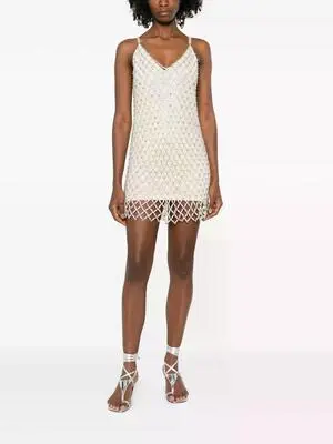 Maje Beaded V-neck Mini Dress
