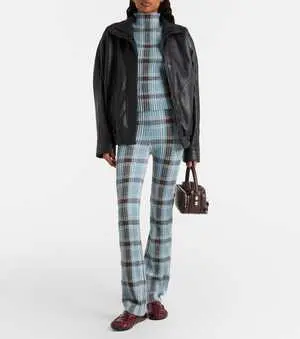 Acne Studios Checked Wool-blend Slim Pants - Blue