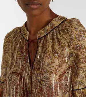 Valentino Garavani Paisley Feather-trimmed Silk-blend Blouse - Multicoloured