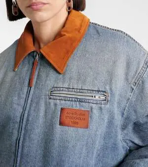 Acne Studios Okra Suede-trimmed Denim Blouson Jacket - Blue