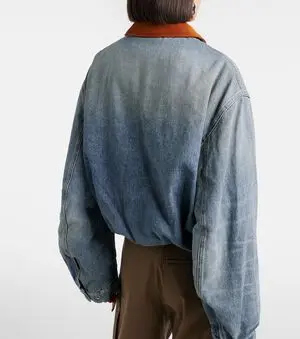 Acne Studios Okra Suede-trimmed Denim Blouson Jacket - Blue