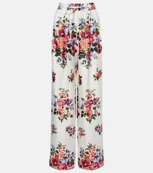 Dolce & Gabbana Floral Silk Wide-leg Pants