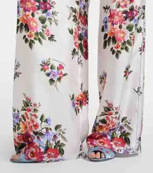 Dolce & Gabbana Floral Silk Wide-leg Pants