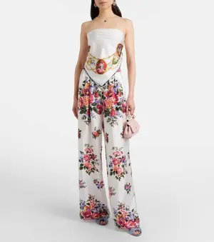 Dolce & Gabbana Floral Silk Wide-leg Pants