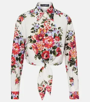 Dolce & Gabbana Floral Cropped Cotton Shirt - Multicoloured