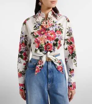 Dolce & Gabbana Floral Cropped Cotton Shirt - Multicoloured