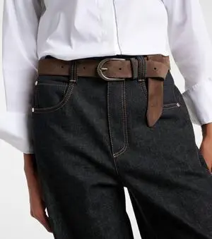 Brunello Cucinelli Suede Belt With Embellished Detail - Brown