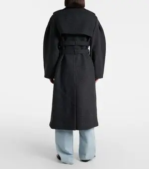 GANNI Belted Wool-cashmere Blend Coat