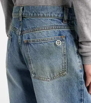 AREA Distressed Embellished Denim Shorts
