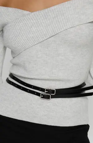Princess Polly Off-the-shoulder Belted Sweater