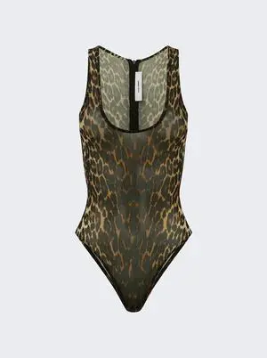 Alex Perry Leopard Print Powermesh Bodysuit