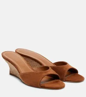 Staud Brigitte 60 Suede Wedges - Brown