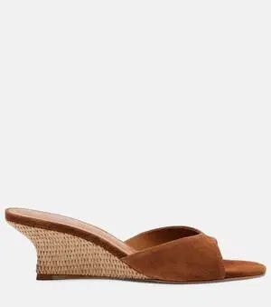 Staud Brigitte 60 Suede Wedges - Brown