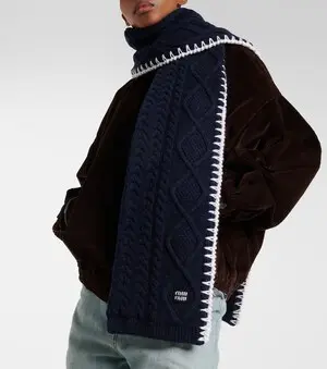 Miu Miu Cable-knit Wool And Cashmere Scarf