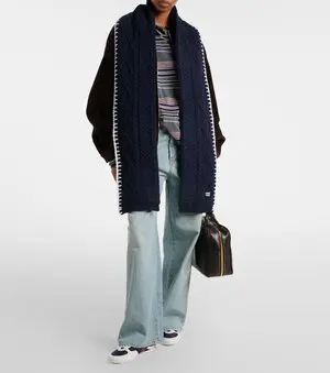 Miu Miu Cable-knit Wool And Cashmere Scarf
