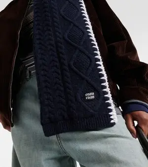 Miu Miu Cable-knit Wool And Cashmere Scarf