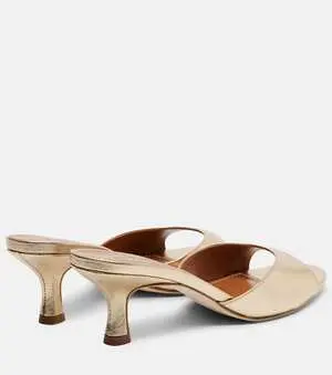 Staud Brigitte 100 Metallic Leather Mules