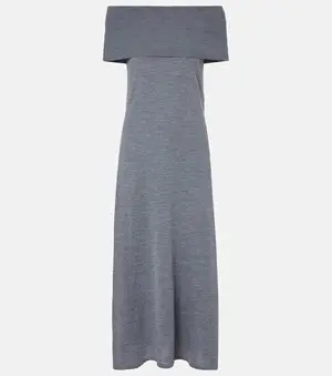 Jardin Des Orangers Off-shoulder Maxi Dress - Grey