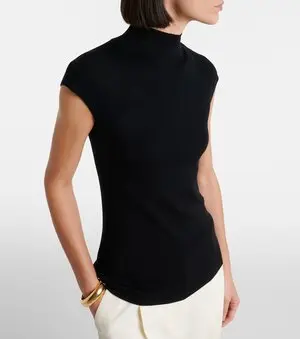 Jardin Des Orangers Ribbed Mockneck Top - Black