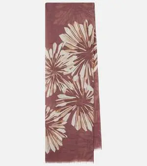 Brunello Cucinelli Floral Linen Scarf - Red
