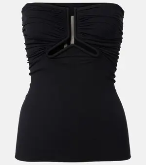 Rick Owens Cutout Ruched Strapless Top - Black