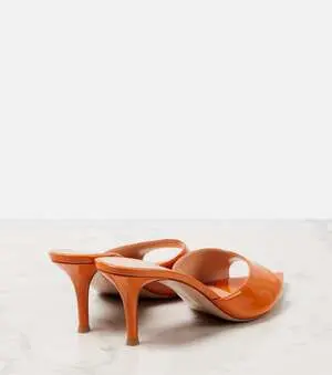 GIANVITO ROSSI Patent Leather Mules - Orange