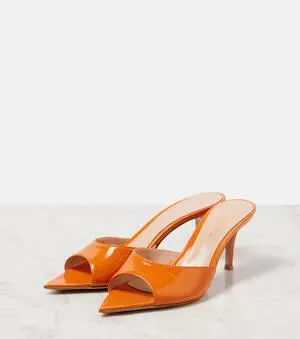 GIANVITO ROSSI Patent Leather Mules - Orange