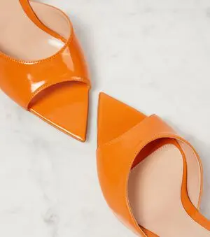GIANVITO ROSSI Patent Leather Mules - Orange