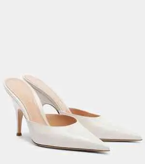 GIANVITO ROSSI Patent Leather Mules - White