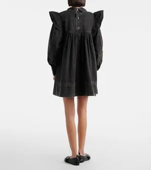 GANNI Ruffled Cotton Mini Dress
