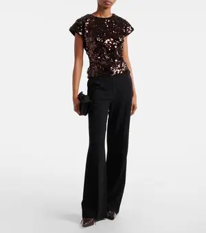 GANNI Bow-detail Sequined Open-back Top