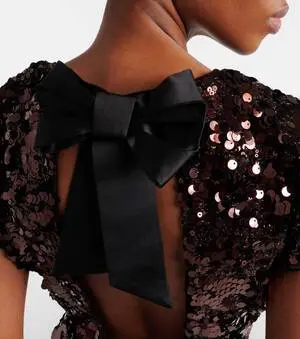 GANNI Bow-detail Sequined Open-back Top