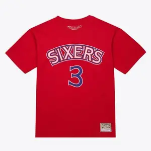 Mitchell & Ness Allen Iverson Philadelphia 76ers Hardwood Classics Name & Number T-shirt - Red